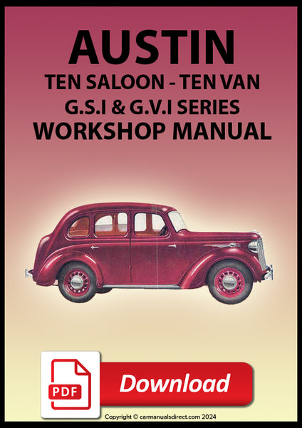 Austin Ten Saloon & Van Workshop Service Manual PDF | GSI GVI Series ...