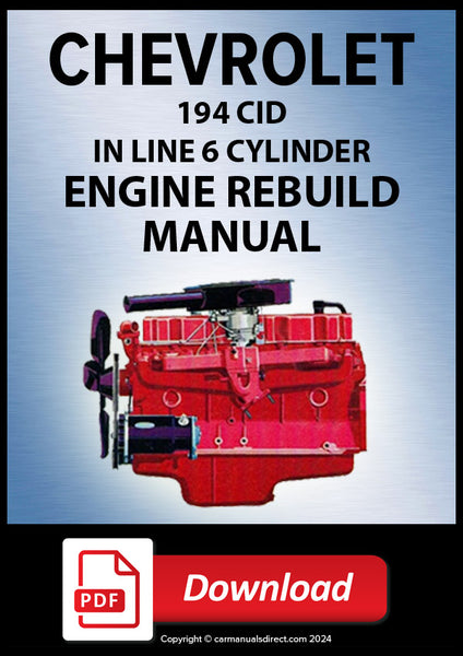 CHEVY | CHEVROLET 194 CID Engine Rebuild Shop Manual | PDF Download ...