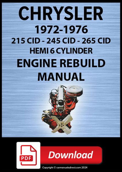 CHRYSLER 215, 245, 265 CID Engine Rebuild Manual | carmanualsdirect ...