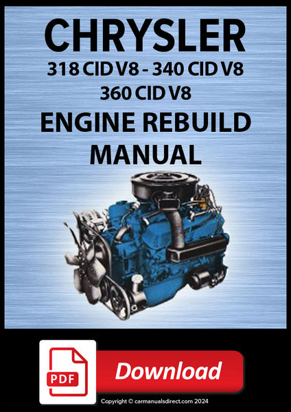CHRYSLER 318, 340, 360 CID V8 Engine Rebuild Manual | PDF Download ...
