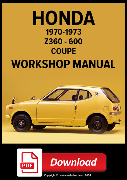 HONDA Z360 & Z600 Coupe 1970–1973 Workshop Manual PDF Download – Car ...