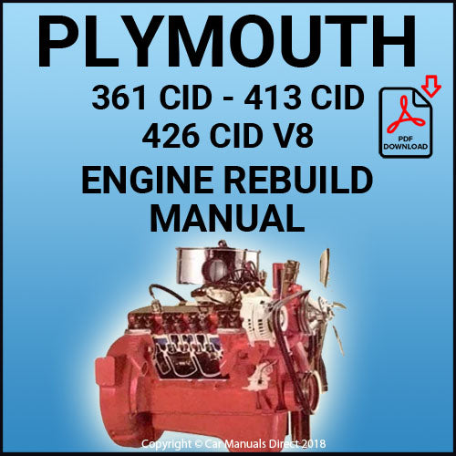 Plymouth 361, 413, 426 V8 Engine Rebuild Manual PDF – Car Manuals Direct