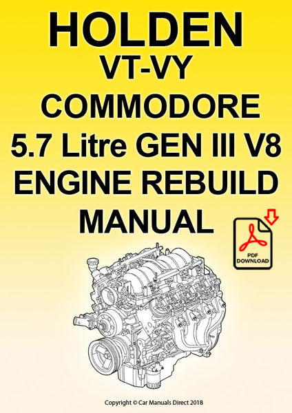 HOLDEN VT–VY 5.7 L GEN III V8 Engine Rebuild Manual PDF Download – Car ...